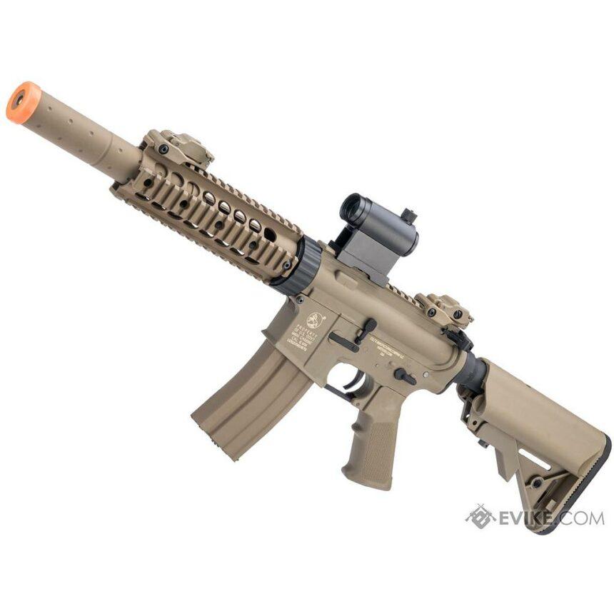 CYBERGUN LICENSED SPORTSLINE M4 AEG RIFLE W/ G3 MICRO-SWITCH GEARBOX (MODEL: TAN / SILENT OPS 7 ...